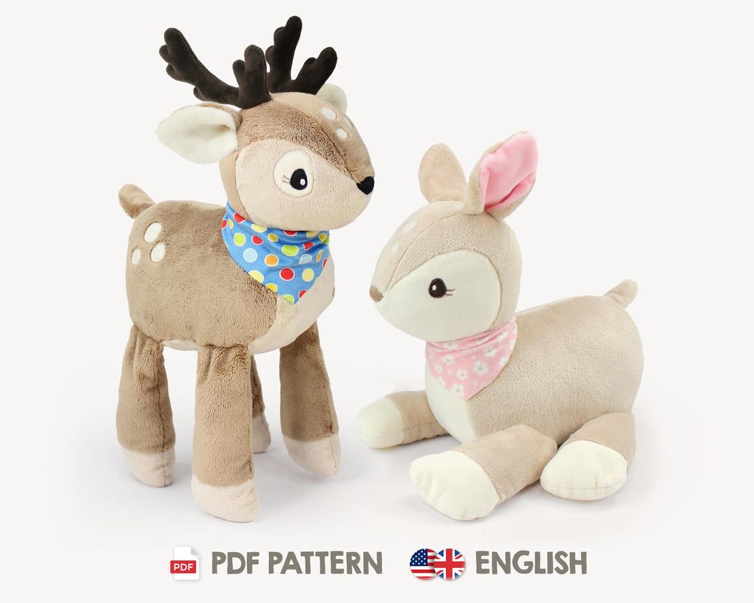 Deer Sewing Pattern PDF "momo" (english) | Sew a Deer Stuffed Animal ...