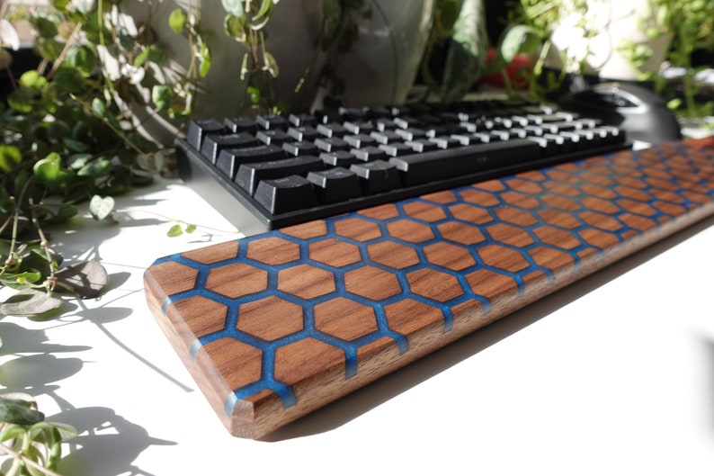 Mechanical Keyboard Wrist Rest-black Walnut Resin/handmade/full Hex ...