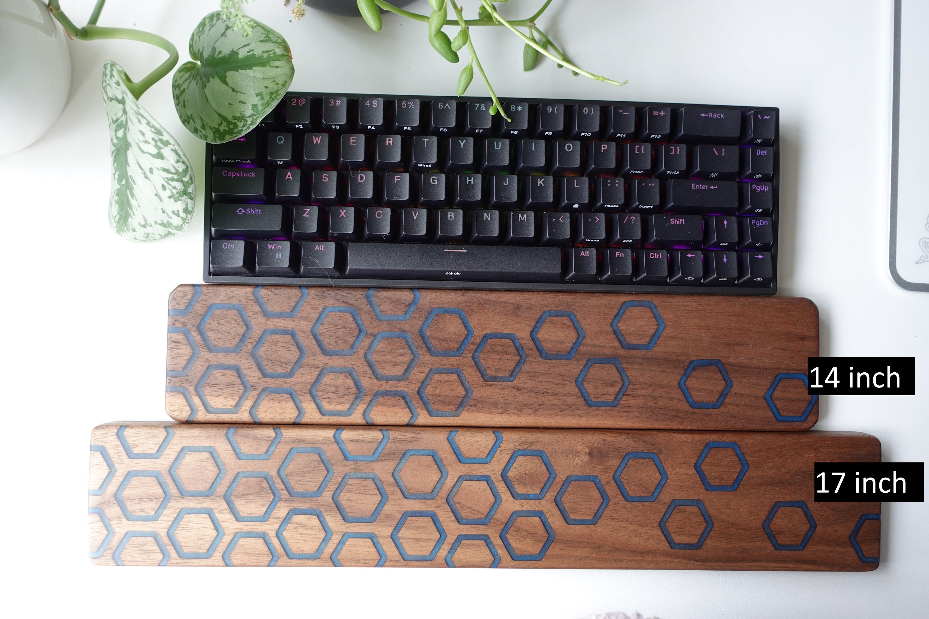 Mechanical Keyboard Wrist Rest-black Walnut Resin/handmade/full Hex ...