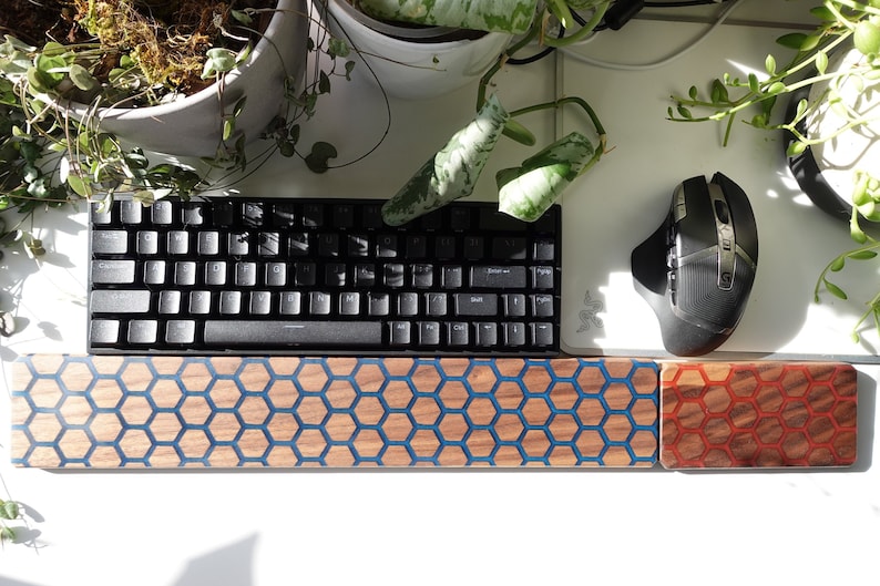 Mechanical Keyboard Wrist Rest-black Walnut Resin/handmade/full Hex ...