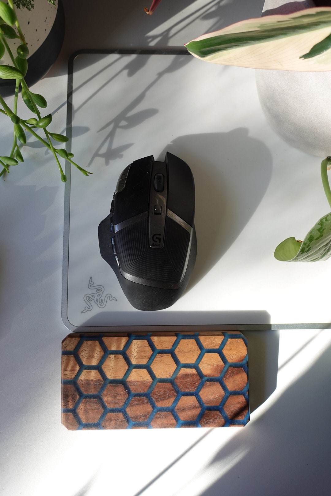 Mouse Wrist Rest/mechanical Keyboard-black Walnut Resin/handmade/full ...