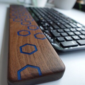 Mechanical Keyboard Wrist Rest-black Walnut Resin-handmade-left to ...