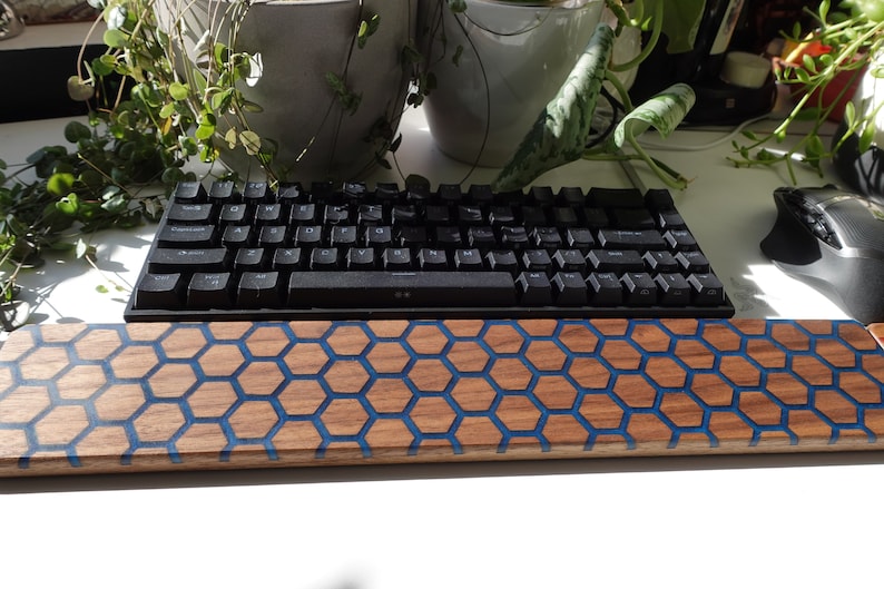 Mechanical Keyboard Wrist Rest-black Walnut Resin/handmade/full Hex ...