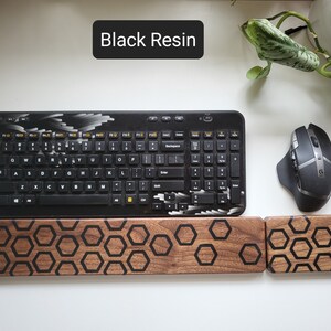 Mechanical Keyboard Wrist Rest-black Walnut Resin-handmade-left to ...