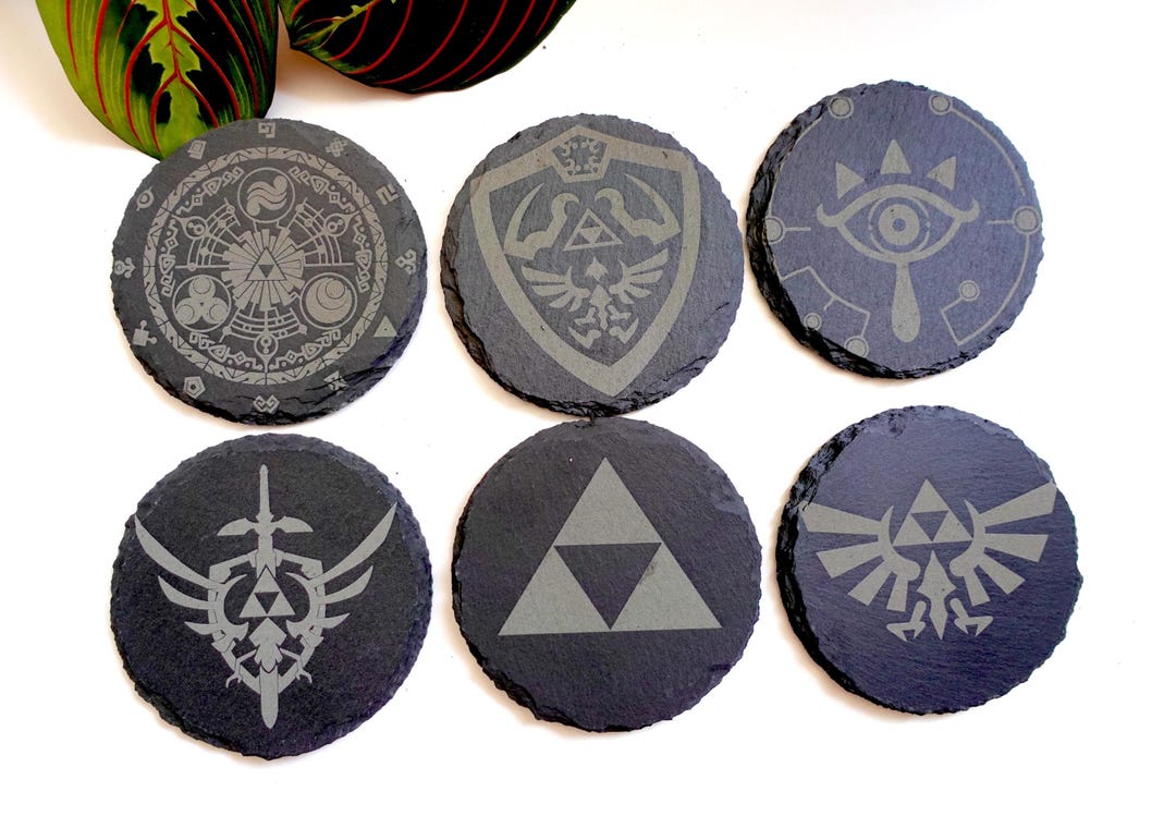 Legend of Zelda Laser Engraved Slate Coasters-pack of 6-nintendo/gamer ...