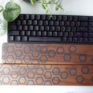 Mechanical Keyboard Wrist Rest-black Walnut Resin-handmade-left to ...