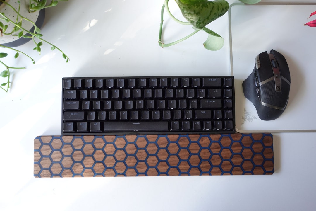 Mechanical Keyboard Wrist Rest-black Walnut Resin/handmade/full Hex ...