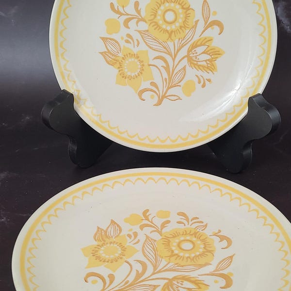 Yellow Floral Plates - Etsy