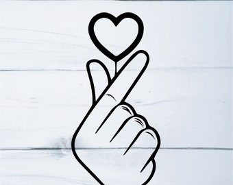 BTS Svg, BTS Love Svg, Finger Heart Svg, Valentine's Day Svg, Heart Svg ...