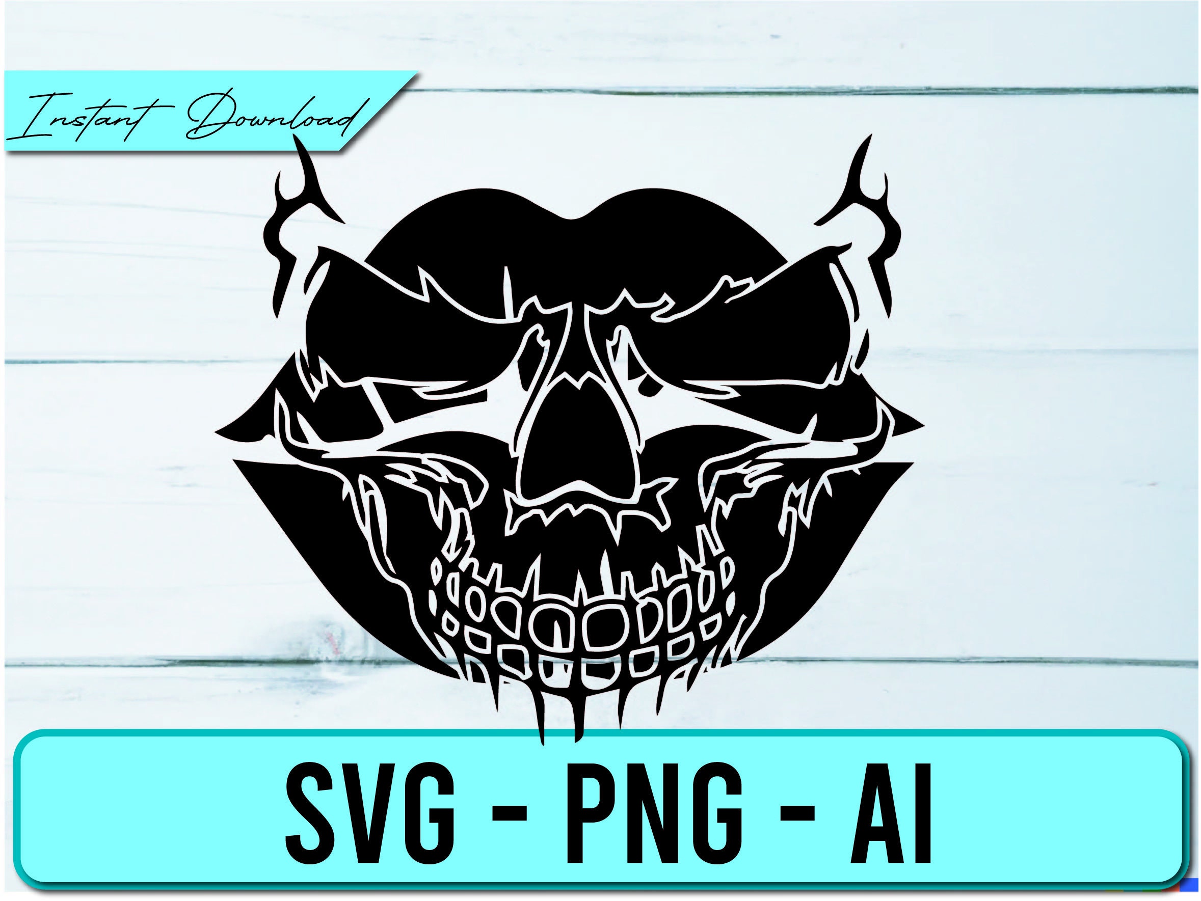 Lip Skull Print Kiss SVG Skull Svg Lips Svg - Etsy