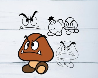 Mario svg goomba svg clipart luigi svg mario verjaardag png - Etsy België