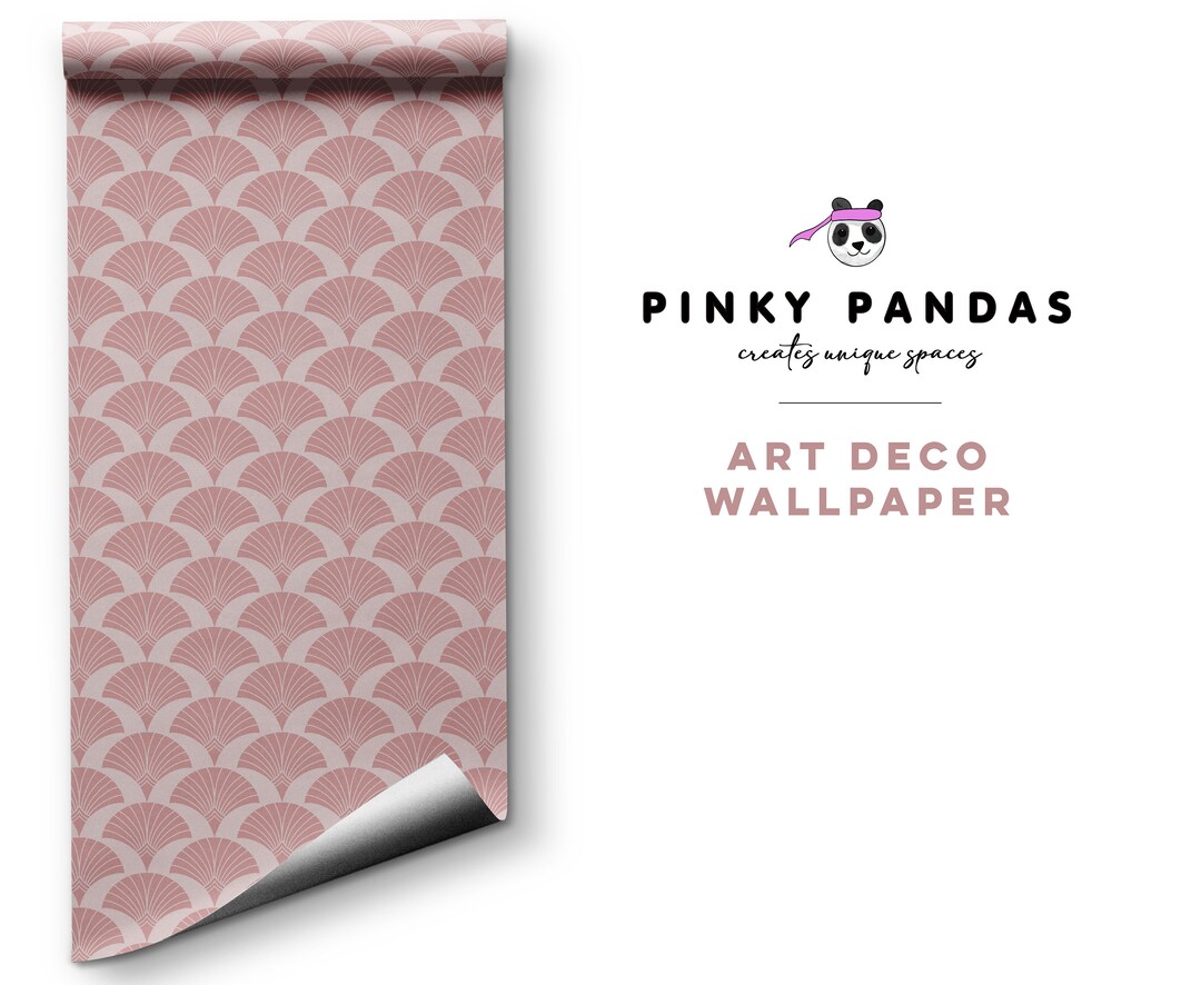 Pink Art Deco Wallpaper, Pink Geometric Wall Mural - Etsy