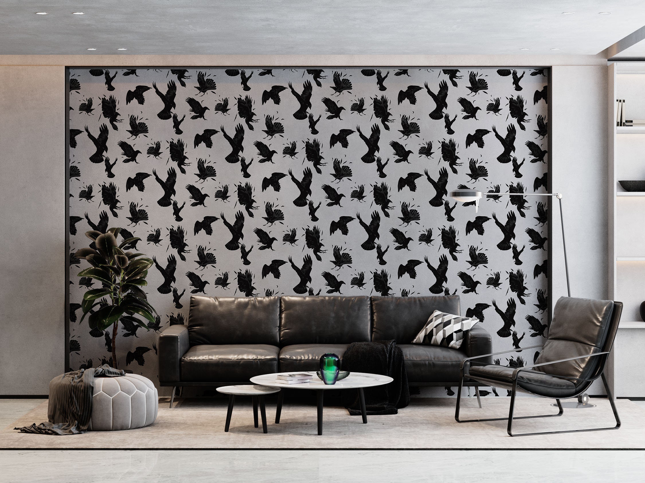 Black Crows Birds Wallpaper, Flying Crows Wall Mural, Peel Stick ...