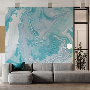 Blue Abstract Wallpaper, Modern Wall Mural - Etsy
