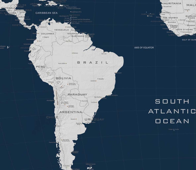 World Map Wallpaper Dark Blue Map Wall Mural Peel and Stick - Etsy