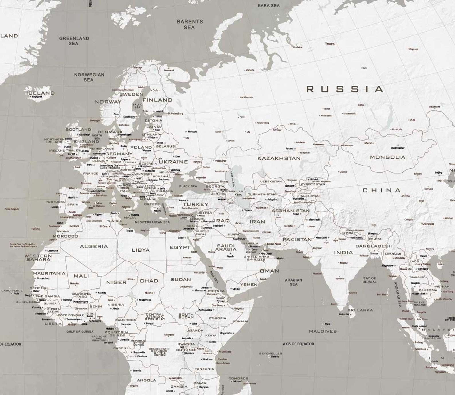 World Map Wallpaper Gray Map Wall Mural Peel and Stick | Etsy