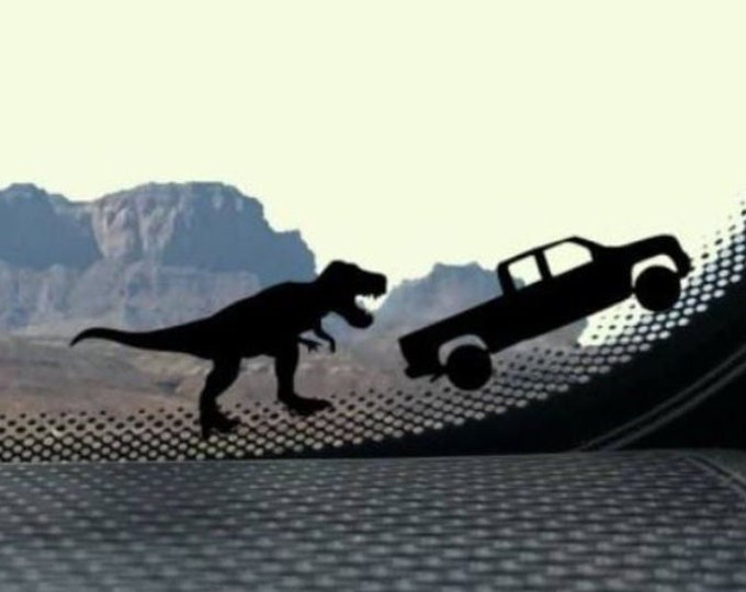 Tiny T-rex Chasing Truck Decal - Etsy