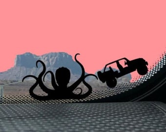 Tiny Man and Raptor Hanging From Four Door Car Decal - Etsy