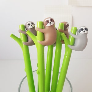 Cute Sloth Bamboo Pen, Animal Gel Pen, Japanese Kawaii Stationery ...
