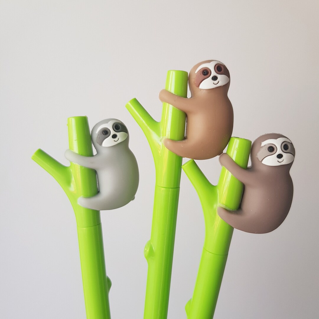 Cute Sloth Bamboo Pen, Animal Gel Pen, Japanese Kawaii Stationery ...