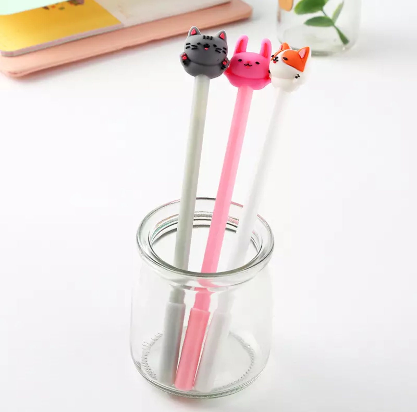 Cute Pen Pink Rabbit Grey Cat White Dog Shiba Inu School - Etsy UK