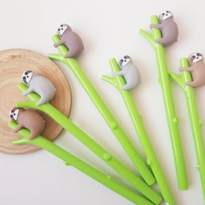 Cute Sloth Bamboo Pen, Animal Gel Pen, Japanese Kawaii Stationery ...