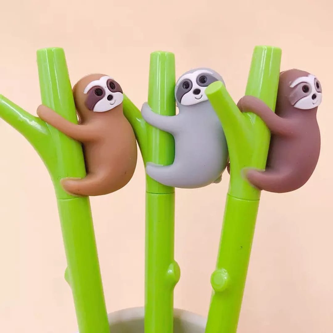 Cute Sloth Bamboo Pen, Animal Gel Pen, Japanese Kawaii Stationery ...