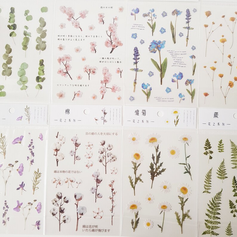Flower Stickers, for Journaling, Scrapbooking, Decoration, Sakura ...