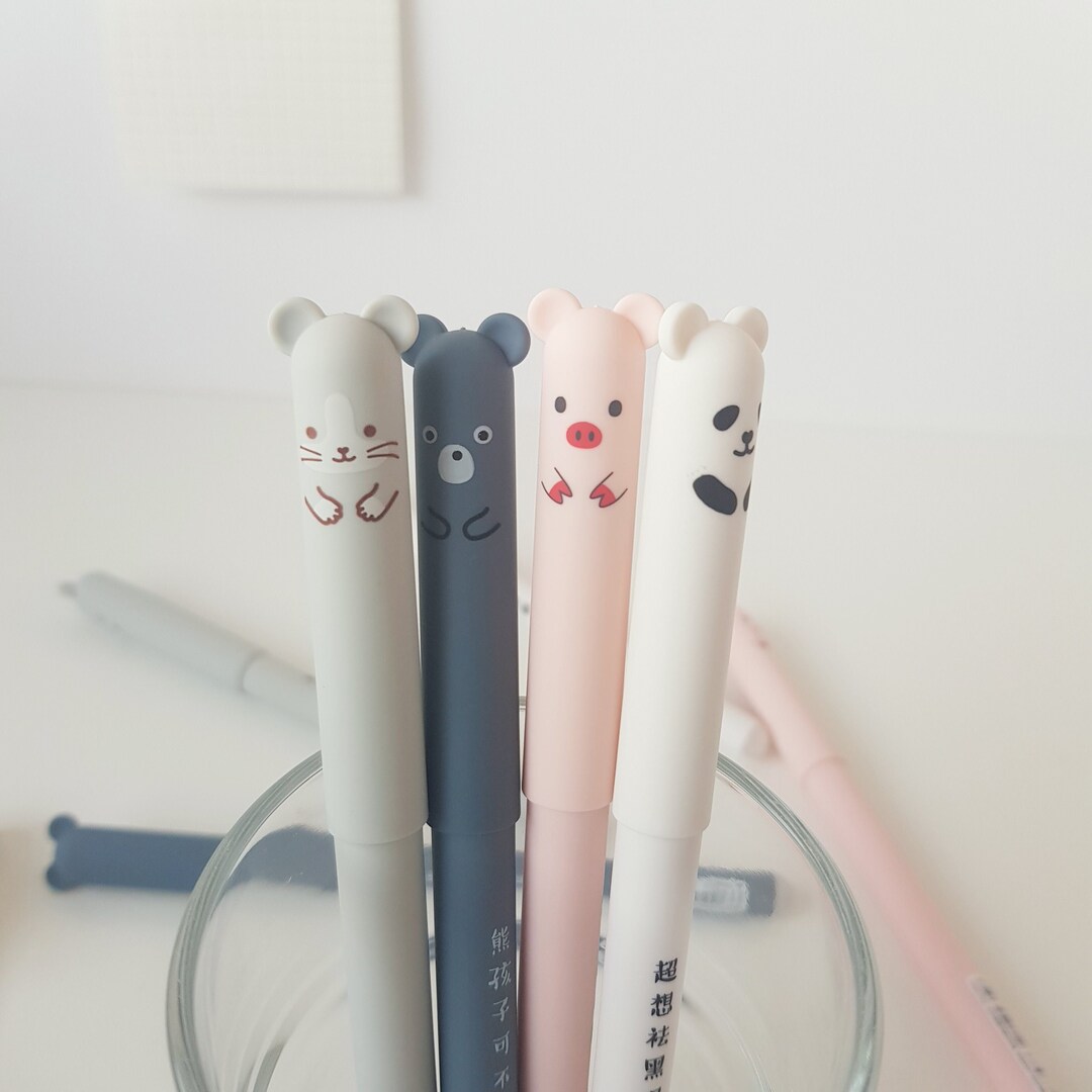 Kawaii Erasable Animal Gel Pen, Animal, Bear, Mouse, Panda, Pig, School ...