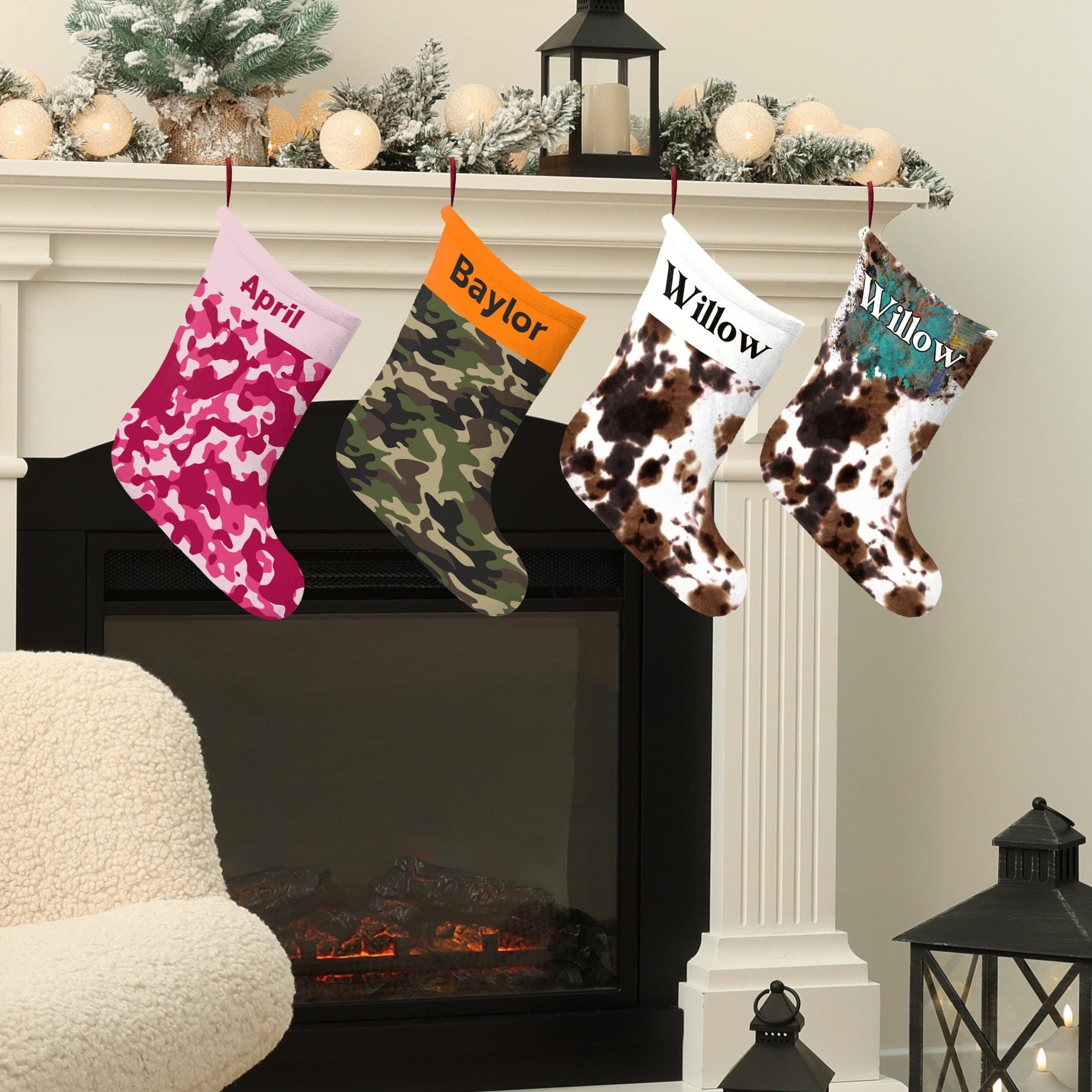 Personalized Cow Print Stocking, Custom Cowprint Christmas Stockings ...