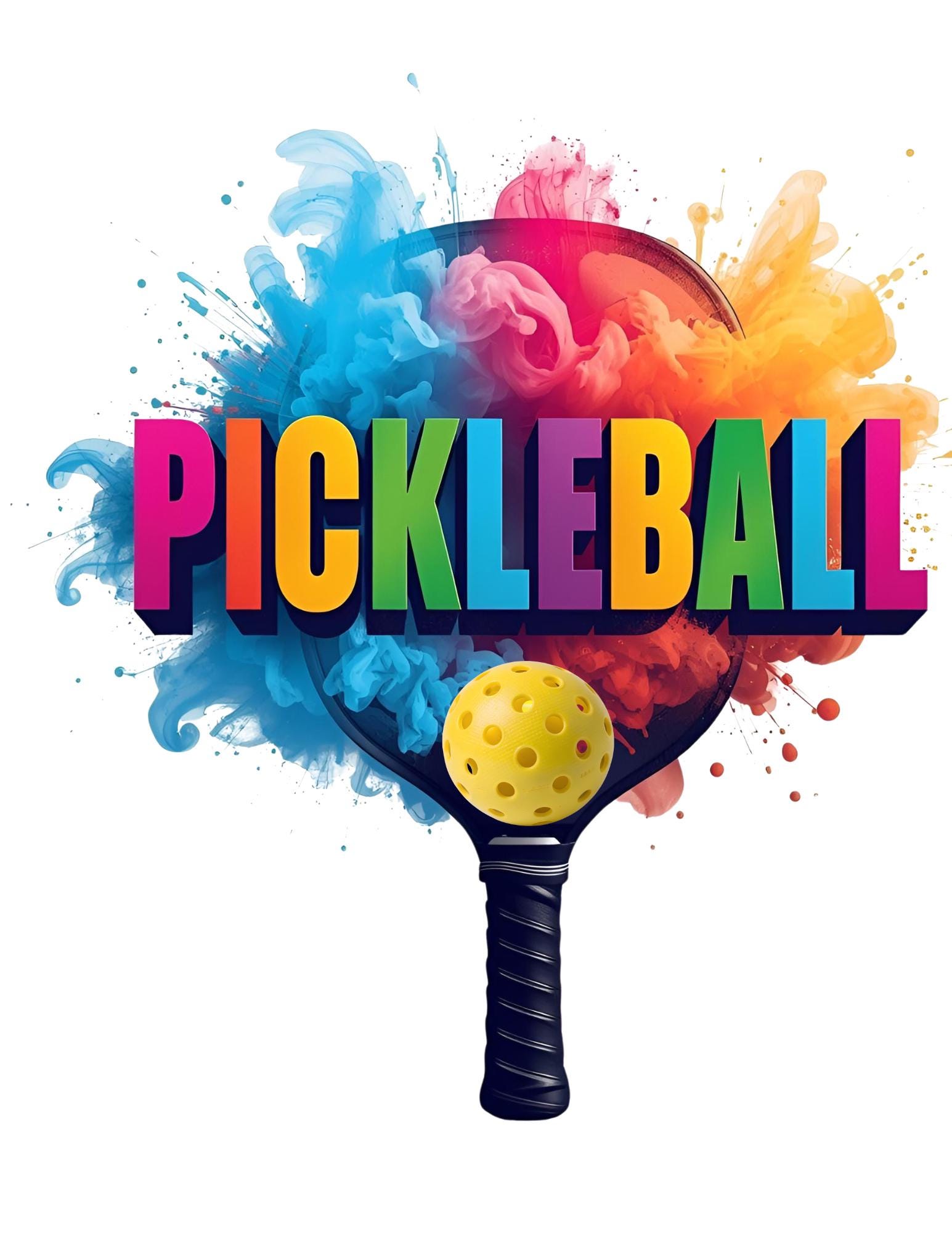 Pickleball Clipart: Transparent PNG, Vibrant Colors (digital Download ...