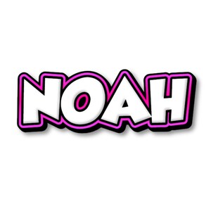 Noah, White Letters Violet Black Trim Block Letters - Etsy