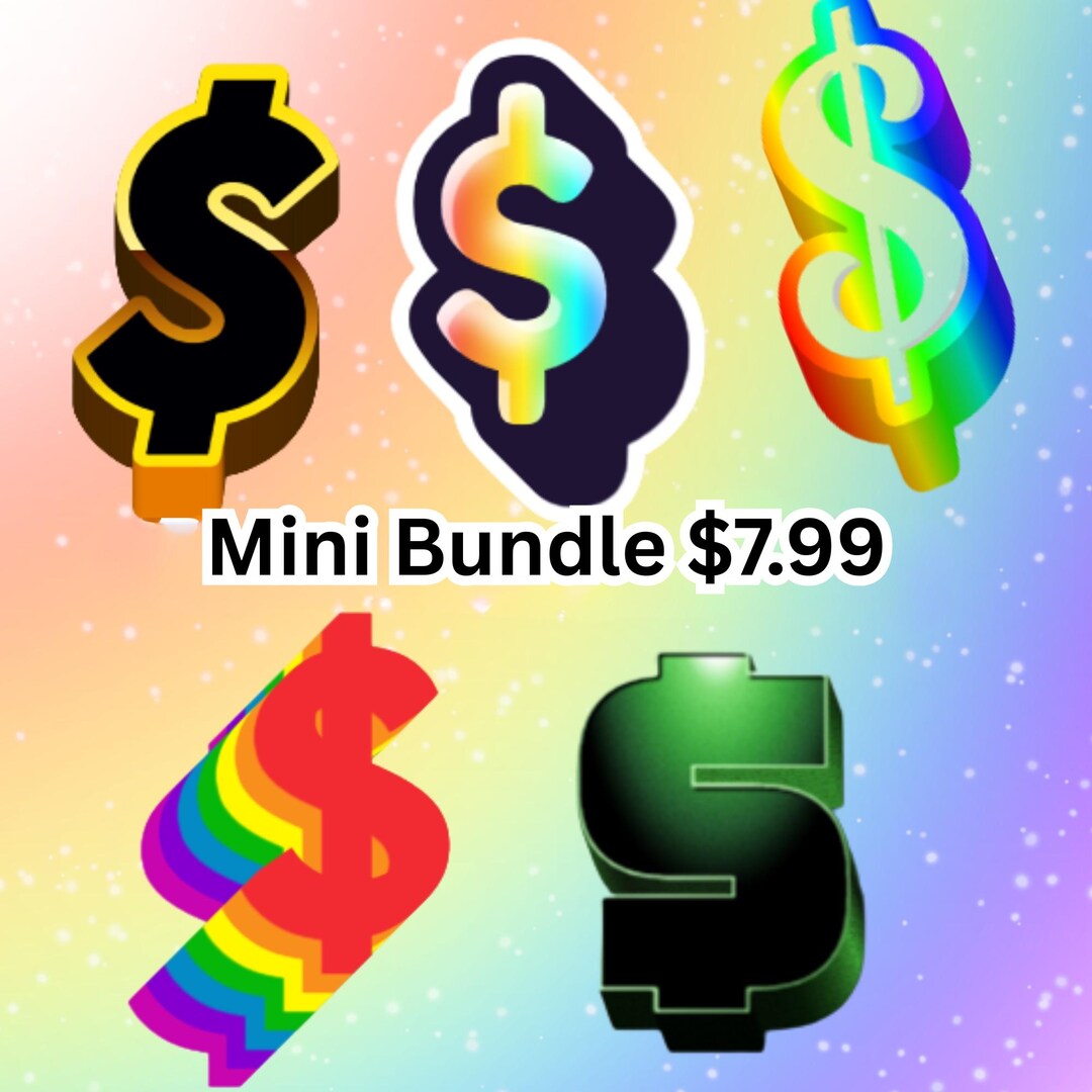 3D Money Symbols, (5 Pngs Mini Bundle), Green & Gold Dollar Signs ...