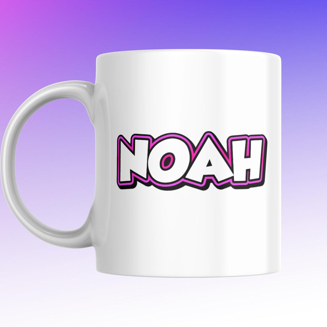 Noah, White Letters Violet Black Trim Block Letters - Etsy