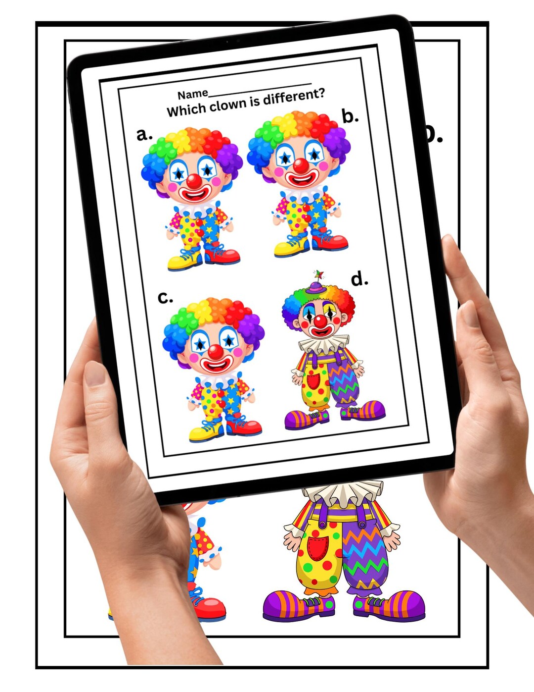 Which Clown is Different Watercolor Worksheet (PDF) Instant Download - Etsy