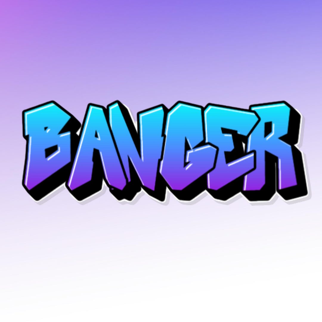BANGER Purple Blue Transparent PNG Clipart - Etsy