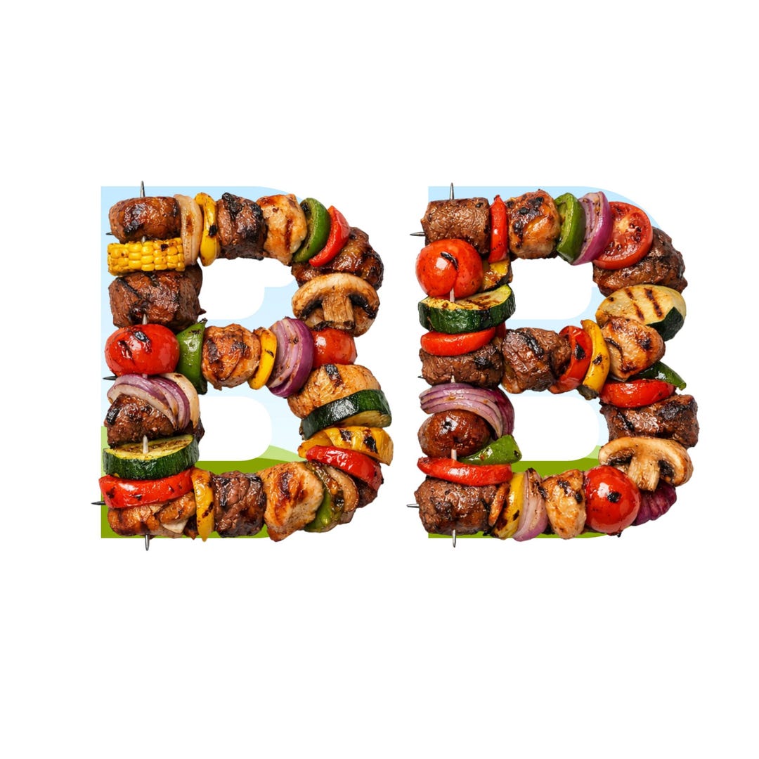 Watercolor Two Letter B's Kabob Style Canva Template. - Etsy