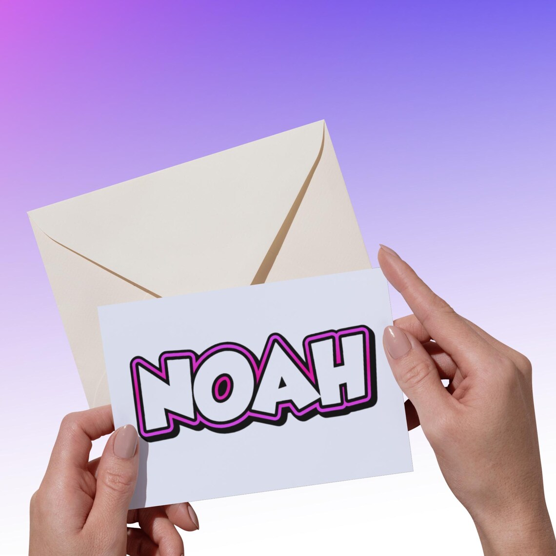 Noah, White Letters Violet Black Trim Block Letters - Etsy