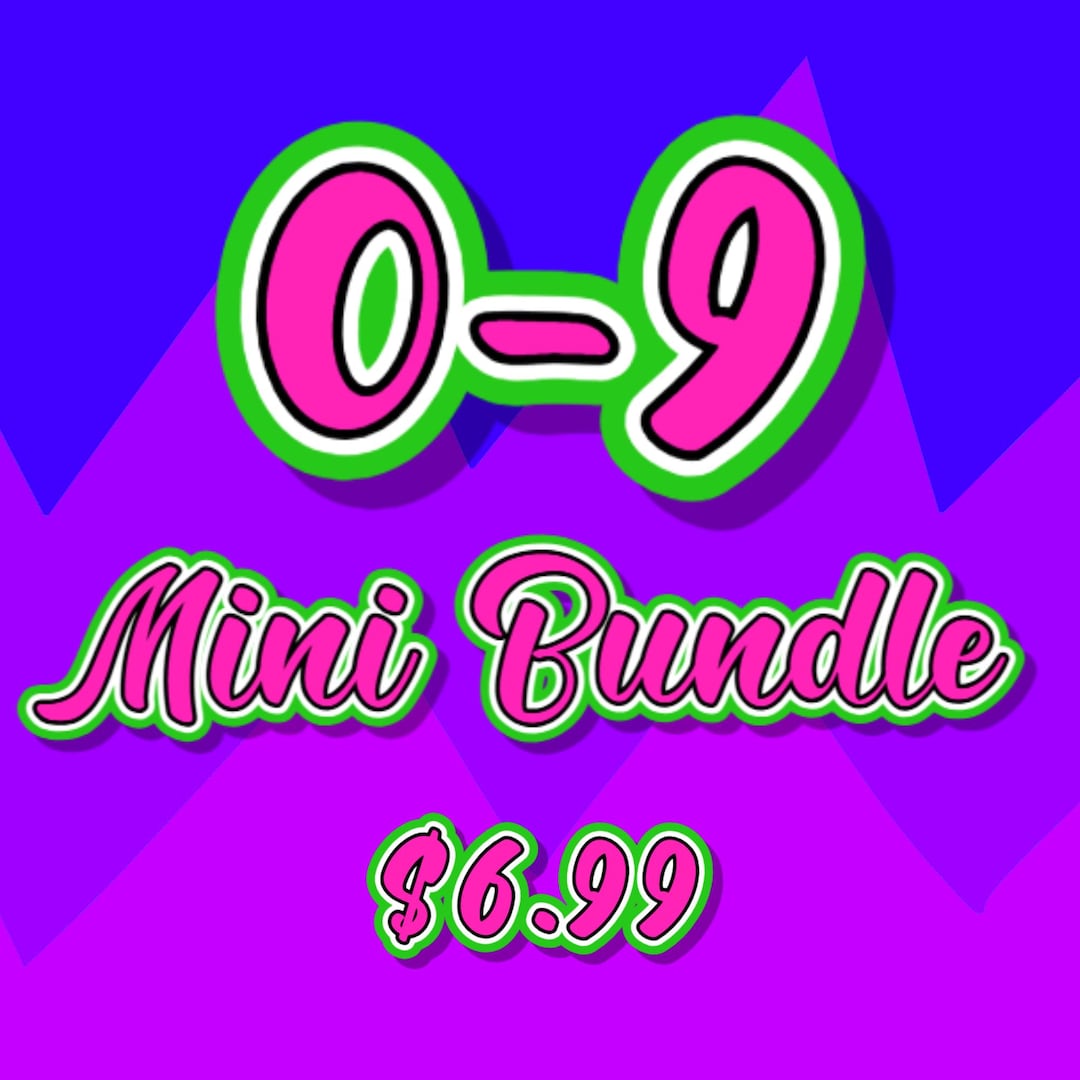 Pink Handwrittern Bubble Style 0-9 Numbers Mini Bundle Transparent ...