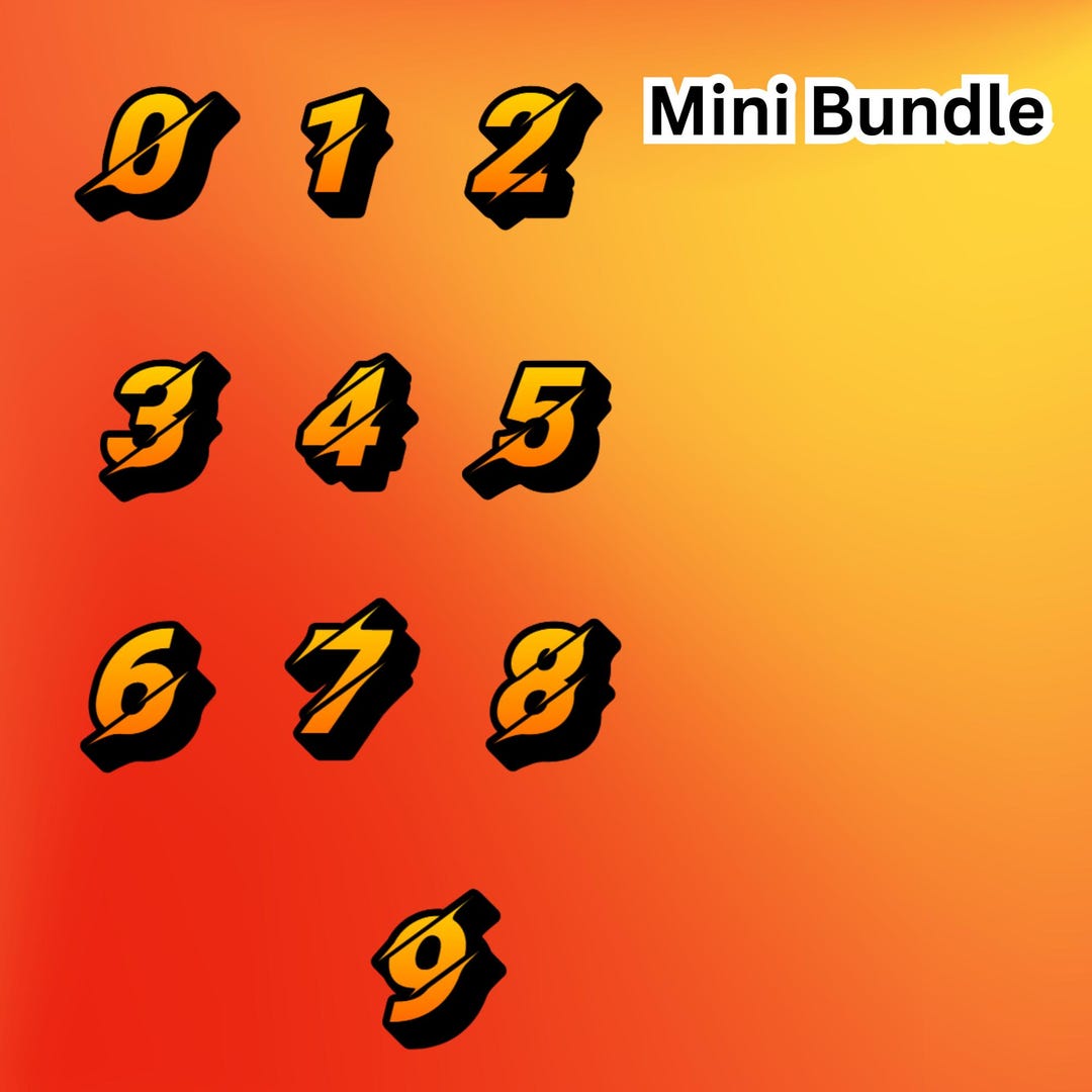 3D Gamer Numbers 0-9 Mini Bundle Transparent Clipart. 9 Separte PNG ...