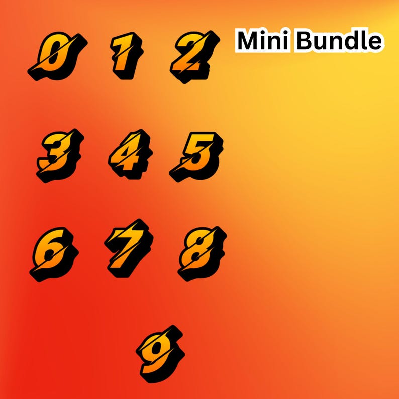 3D Gamer Numbers 0-9 Mini Bundle Transparent Clipart. 9 Separte PNG ...