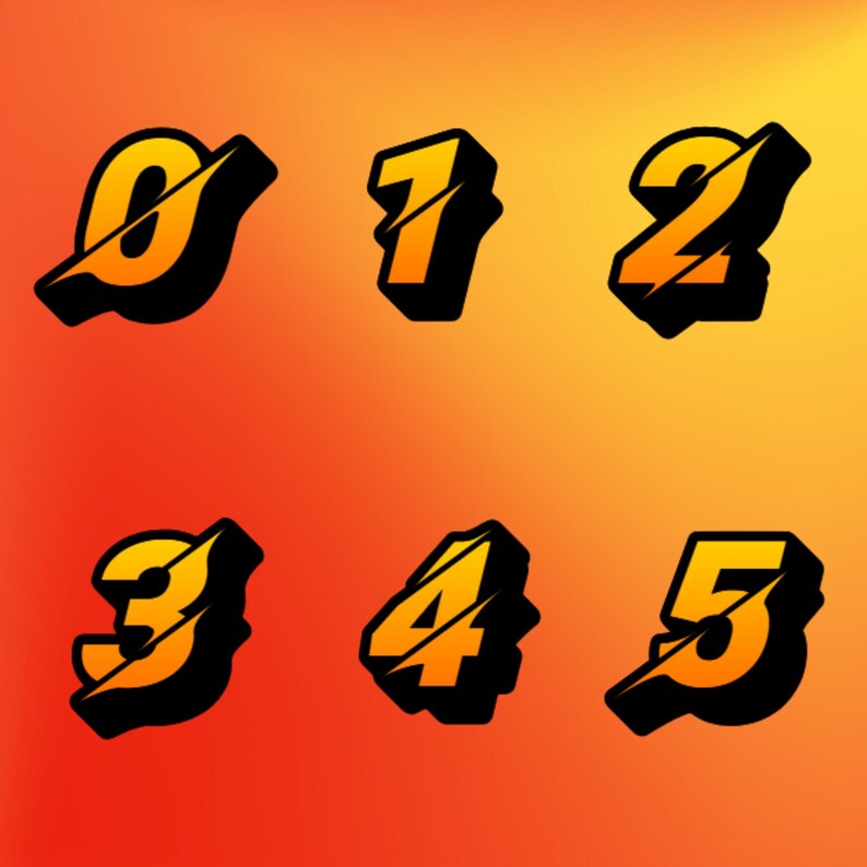 3D Gamer Numbers 0-9 Mini Bundle Transparent Clipart. 9 Separte PNG ...