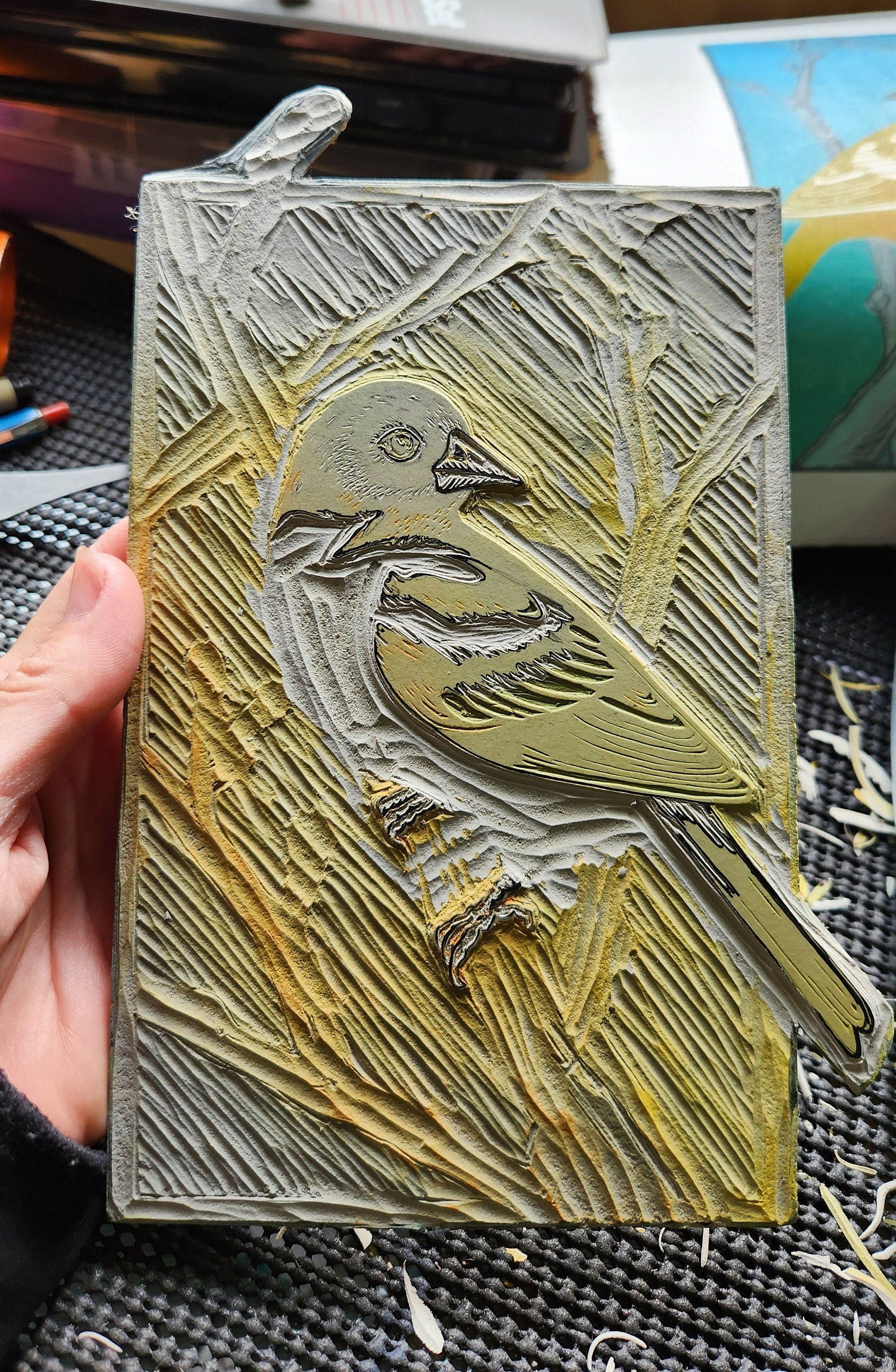 The Early Oriole, Reduction Linocut Print - Etsy