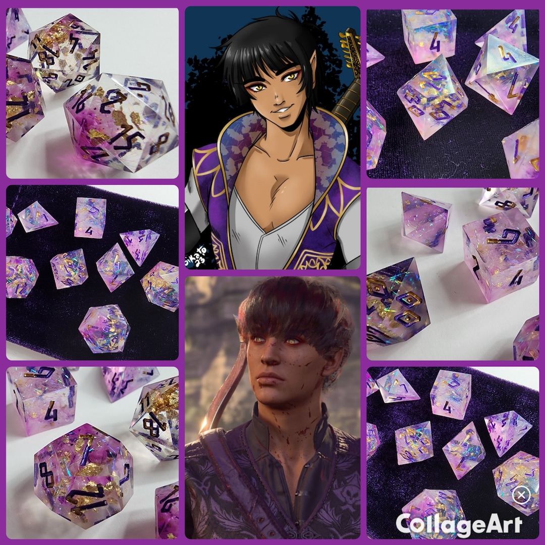 Handmade Resin Art 9-piece Dice Set for Dnd D&D Dungeons and Dragons ...