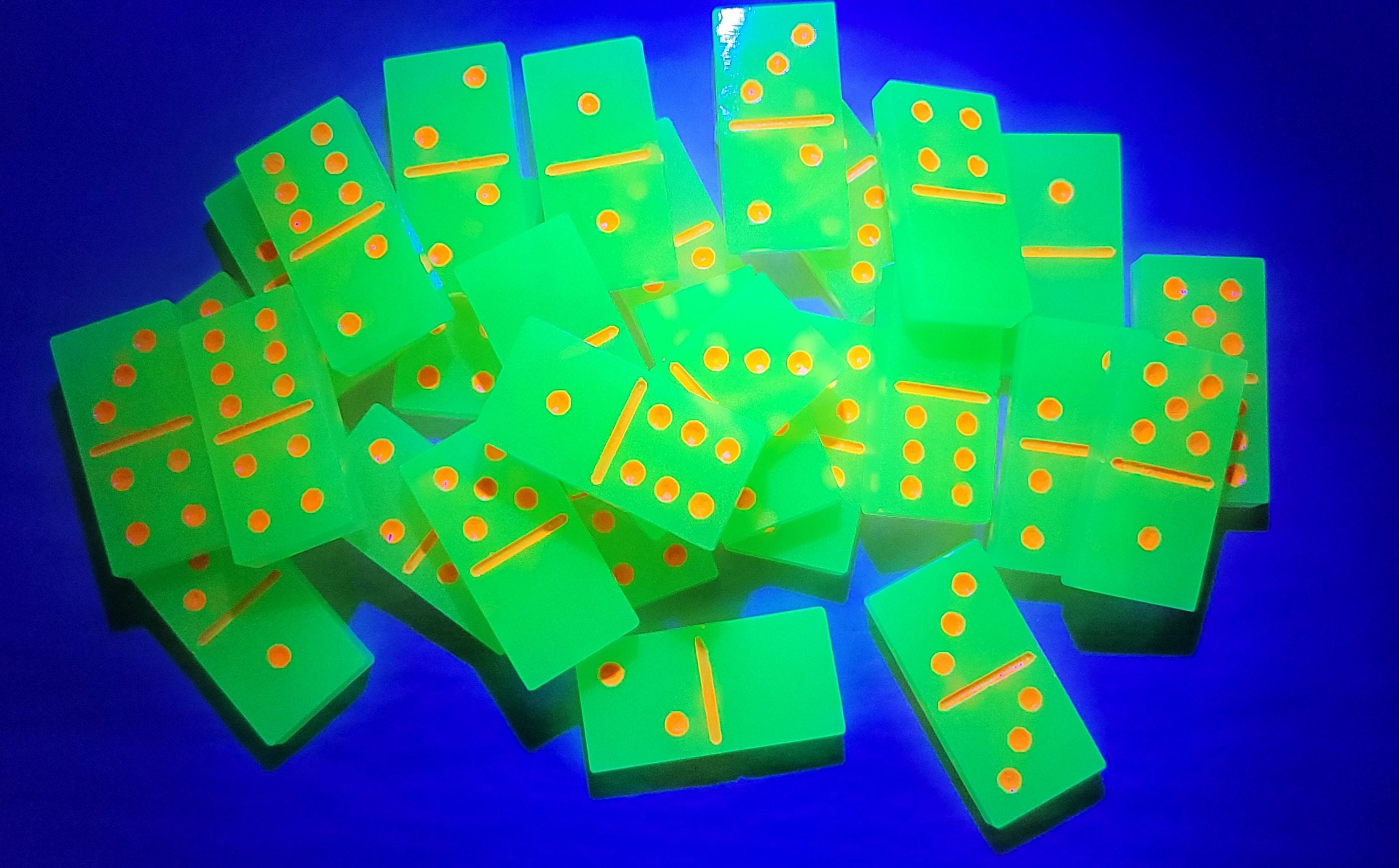 Handmade Resin Art Glow in the Dark Double Green With Orange Dots ...