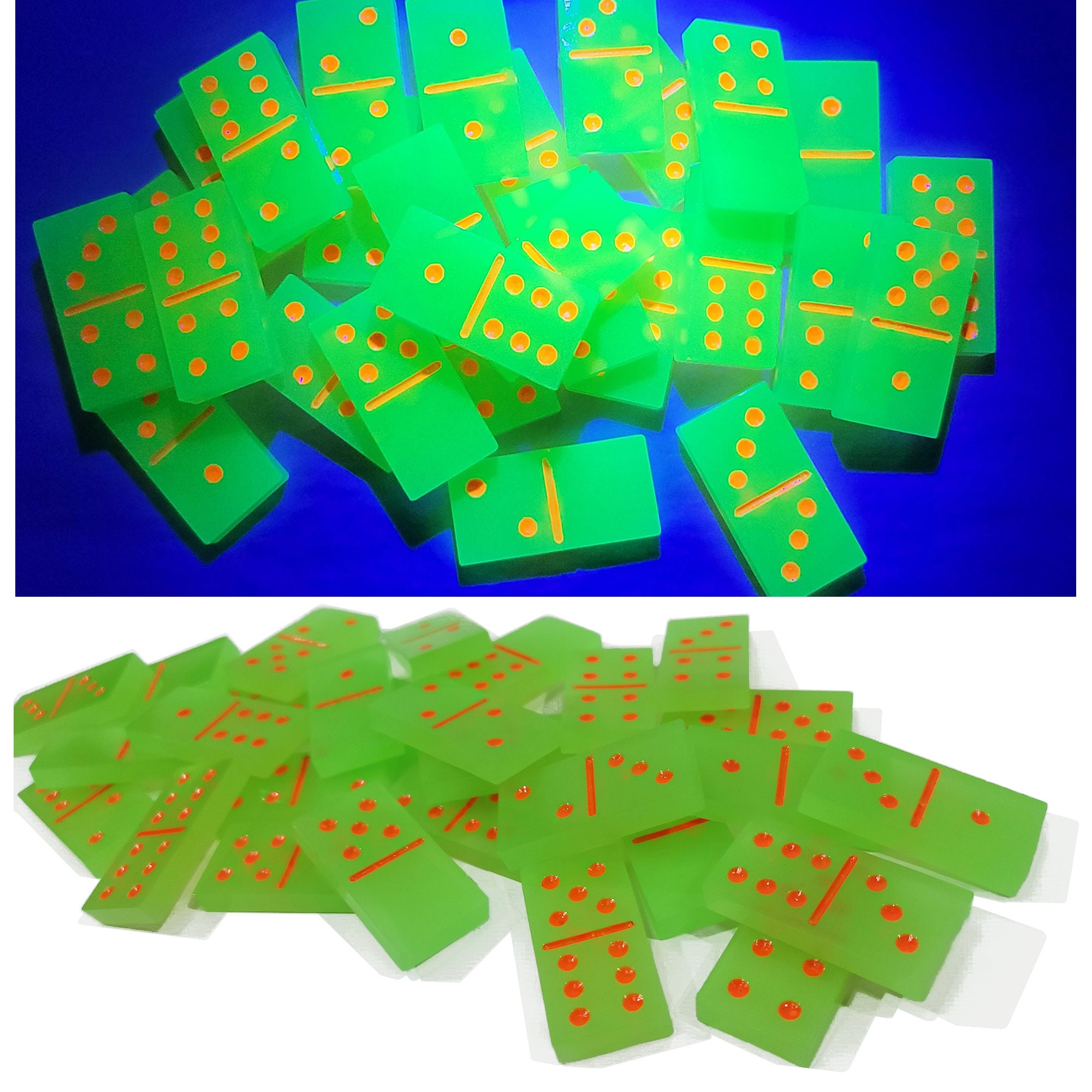 Handmade Resin Art Glow in the Dark Double Green With Orange Dots ...