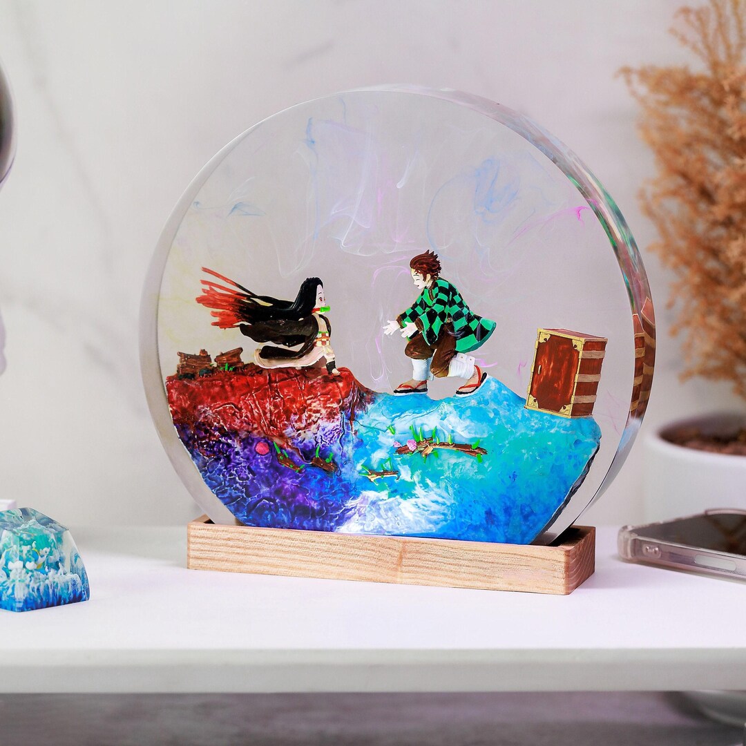 DE.MON Sla.yer Epoxy Resin Lamp, Custom Tan.jiro Anime Night Light ...