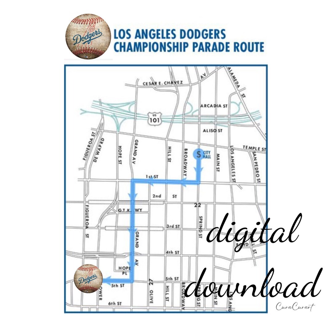 2024 Dodgers Championship Parade Map Poster Los Angeles Baseball Art - Etsy
