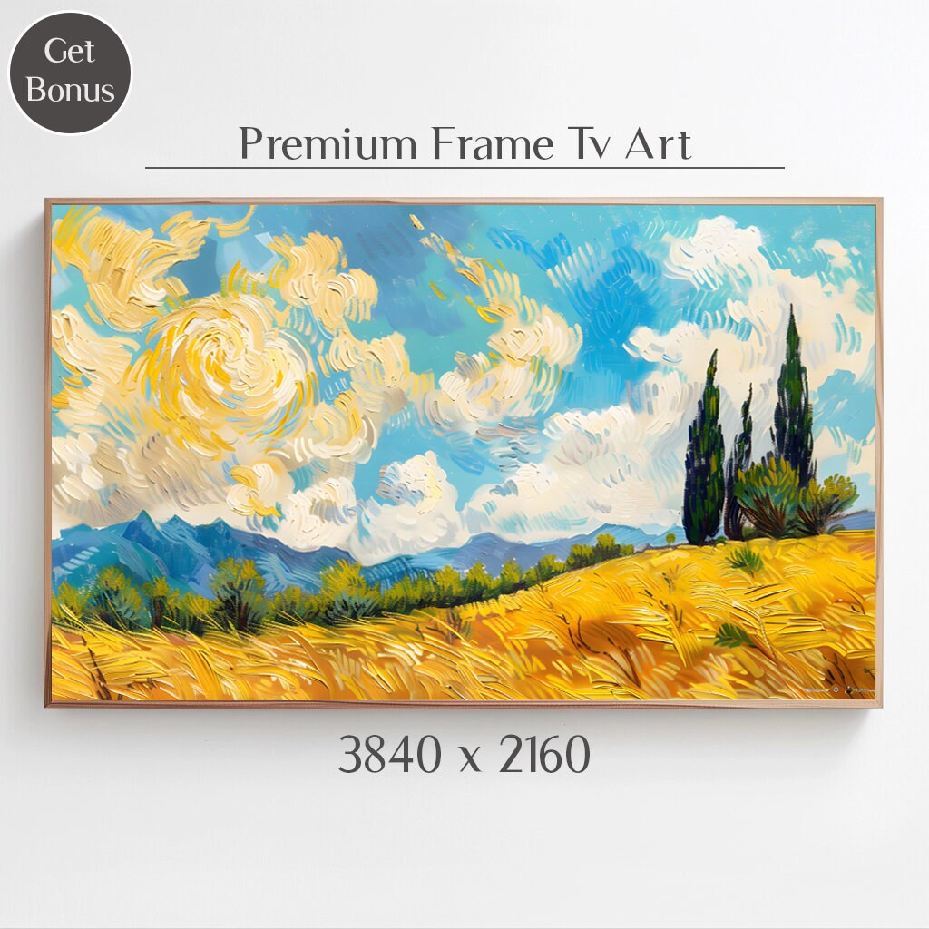 Van Gogh Style Wheatfield With Cypresses: Digital Download Frame TV Art ...