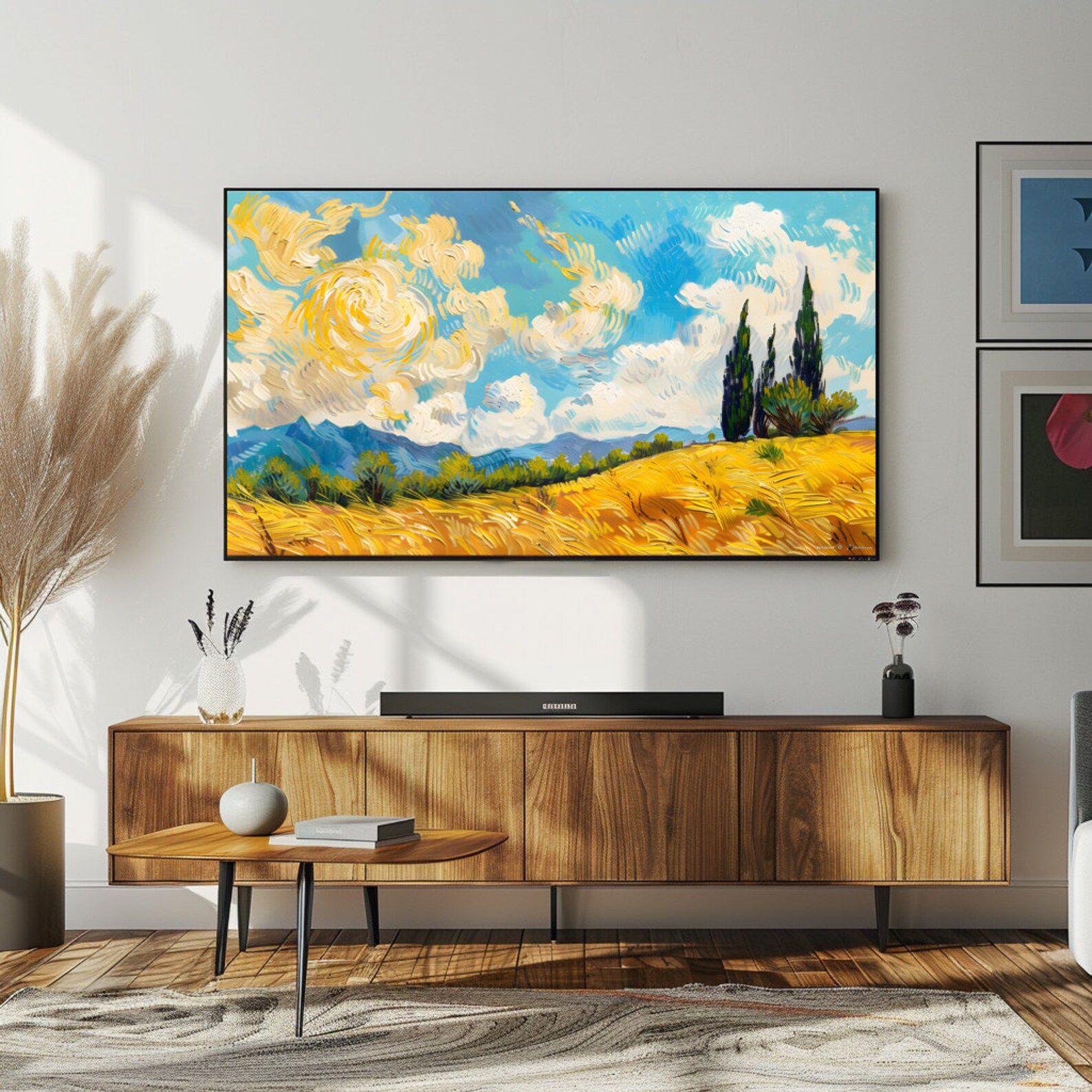 Van Gogh Style Wheatfield With Cypresses: Digital Download Frame TV Art ...